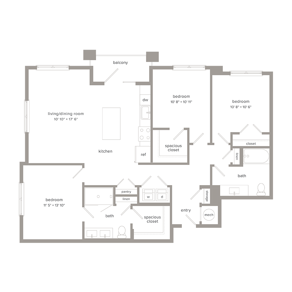 One, Two & Three-Bedroom Floor Plans | RENDER Stockbridge